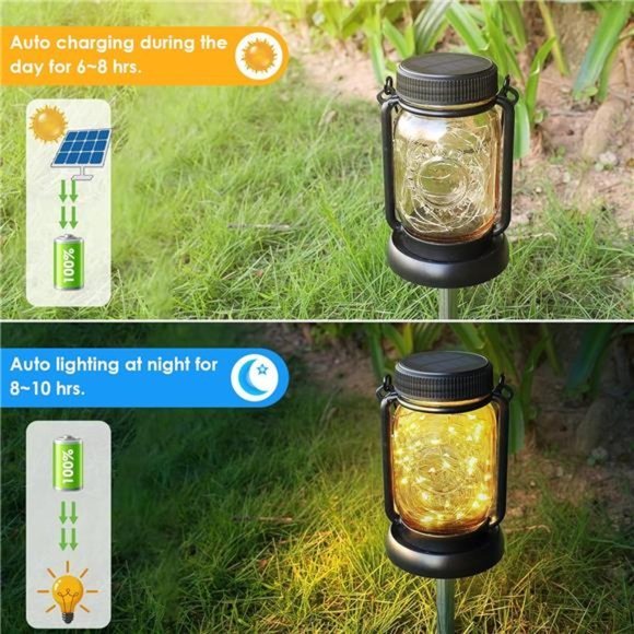 Accents | 4 Pack Solar Hanging Mason Jar Lights With Stakes Outdoor ...